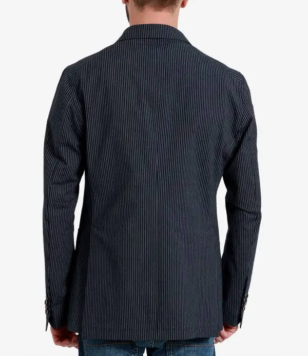 Tagliatore Long Sleeved Suit Jacket With Stripes And Lapel Detail