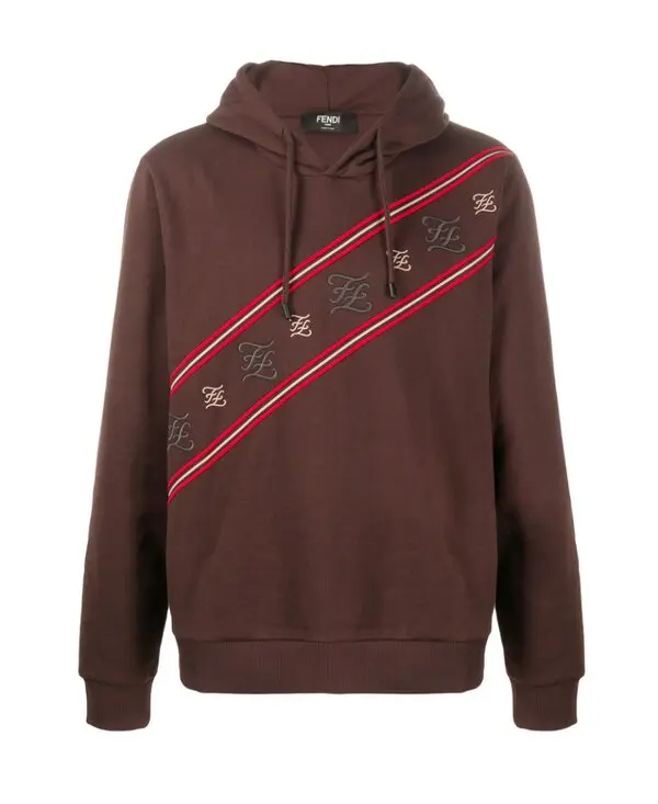 Fendi Ff Pattern Embroidered Hooded Sweater
