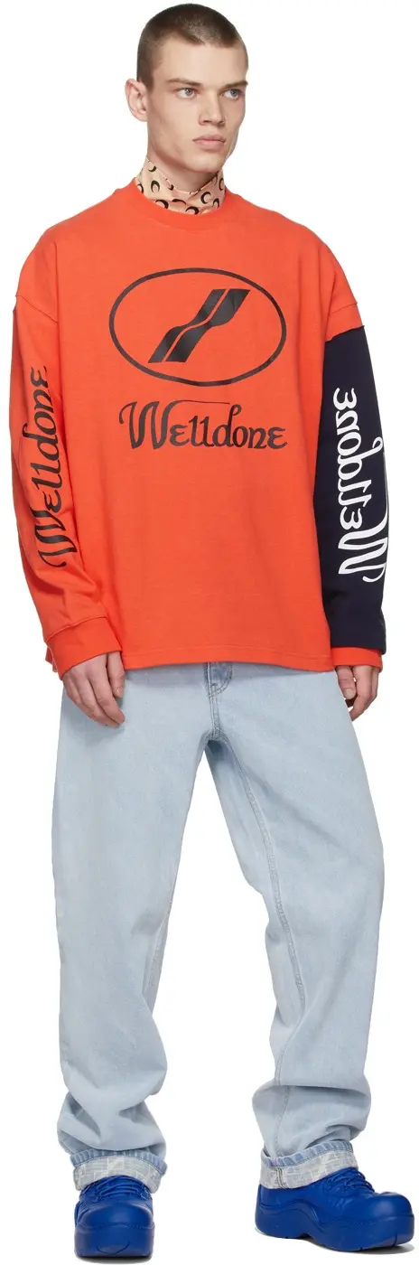 We11Done Super Large Spliced Long-sleeved T-shirt