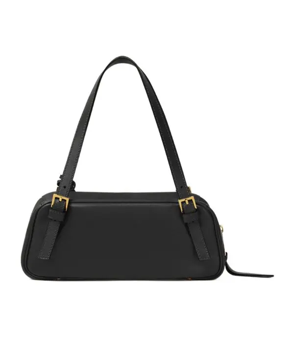 Versace Logo Lettering Zipped Shoulder Bag - Black/gold