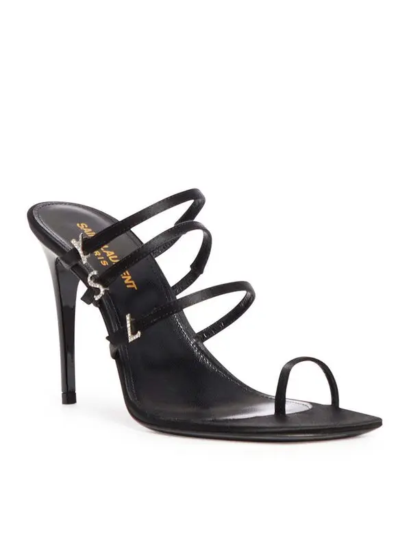 Saint Laurent Jerry Square Open Toe Mules - Black