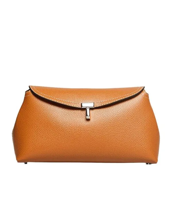 TOTEME Logo Plaque Foldover Top Crossbody Bag - Orange