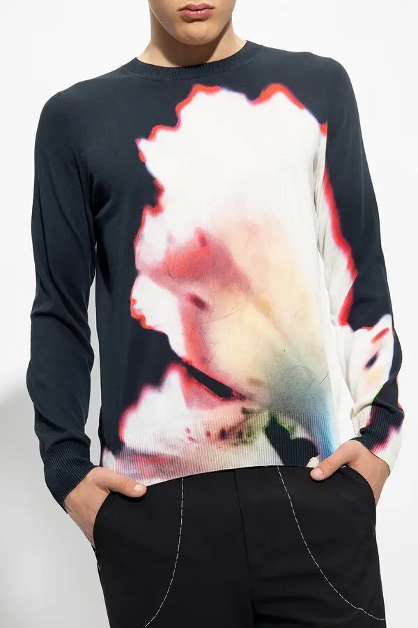 Alexander McQueen Solarised Flower-printed Crewneck Knitted Jumper