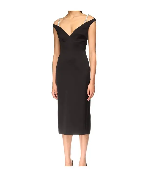 David Koma Off-shoulder Midi Dress With Crystal Straps