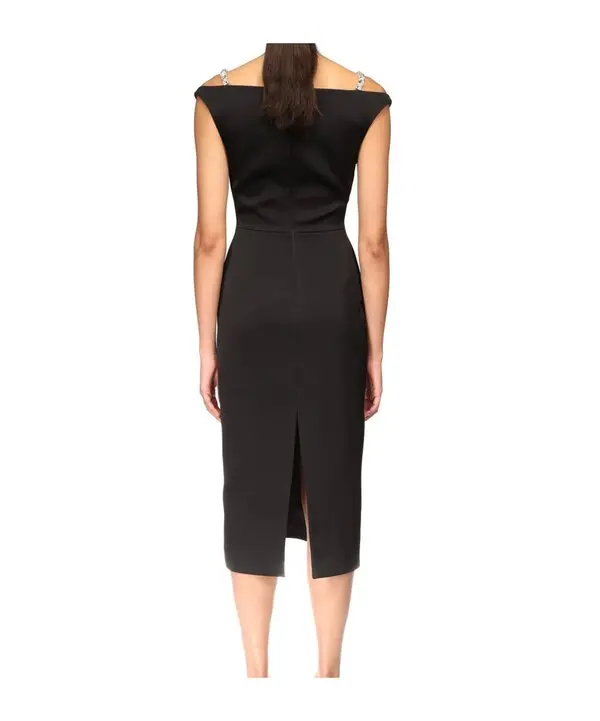 David Koma Off-shoulder Midi Dress With Crystal Straps