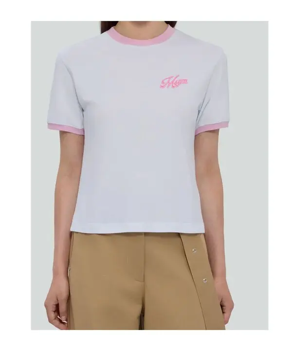 MSGM Short-sleeved Crewneck T-shirt With Contrast Trim