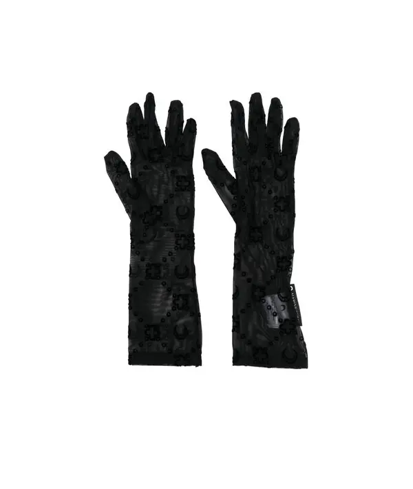 MARINE SERRE Monogram Mesh Gloves - Black
