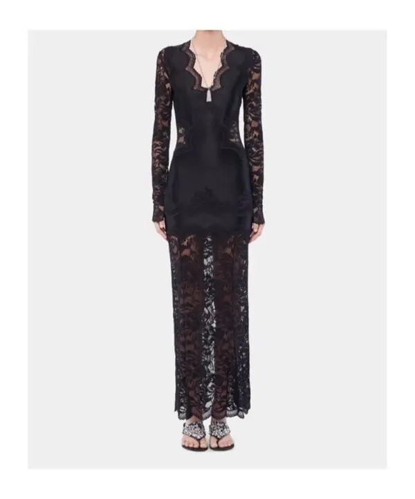 Rabanne Long Sleeve Lace Maxi Dress