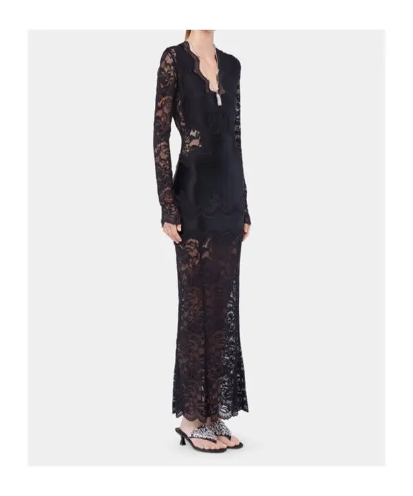 Rabanne Long Sleeve Lace Maxi Dress