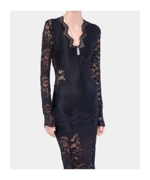 Rabanne Long Sleeve Lace Maxi Dress
