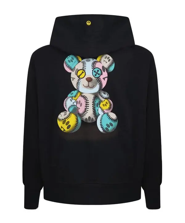 BARROW Teddy Bear Baseball Print Hoodie - Black