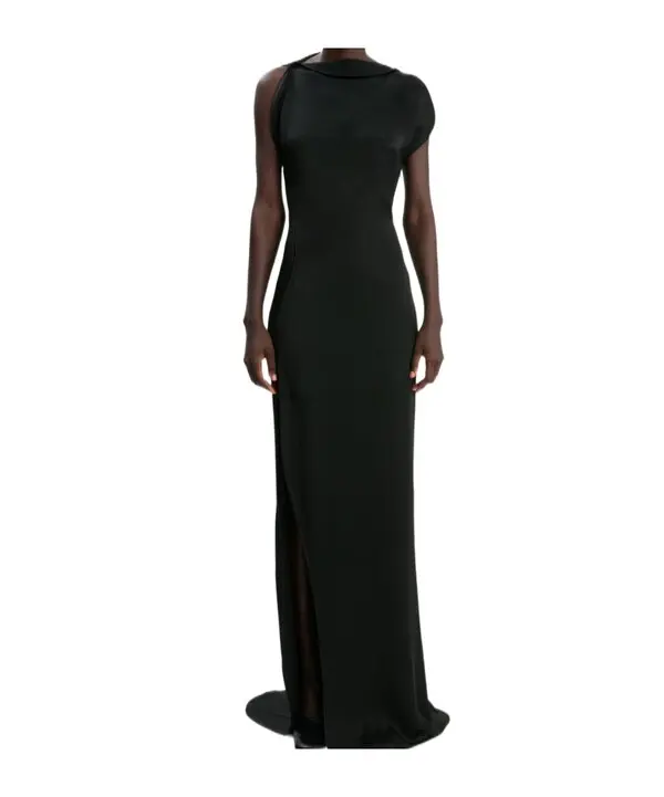Victoria Beckham Carla Asymmetric Long Dress - Black