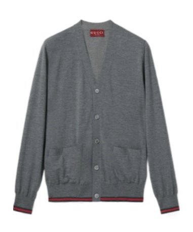 Gucci V-neck Button-up Cardigan With Ribbed Trim