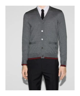 Gucci V-neck Button-up Cardigan With Ribbed Trim