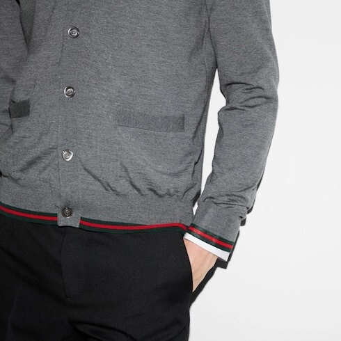 Gucci V-neck Button-up Cardigan With Ribbed Trim