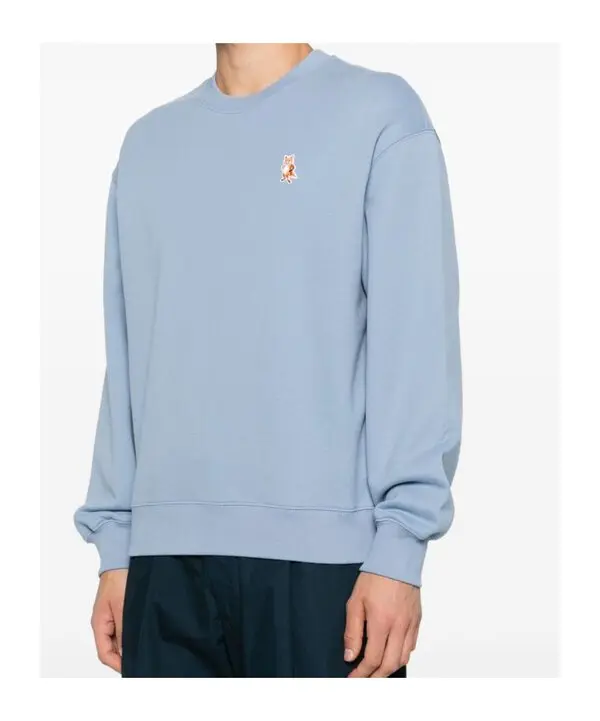 Maison Kitsuné Fox-embroidered Cotton Sweatshirt - Blue