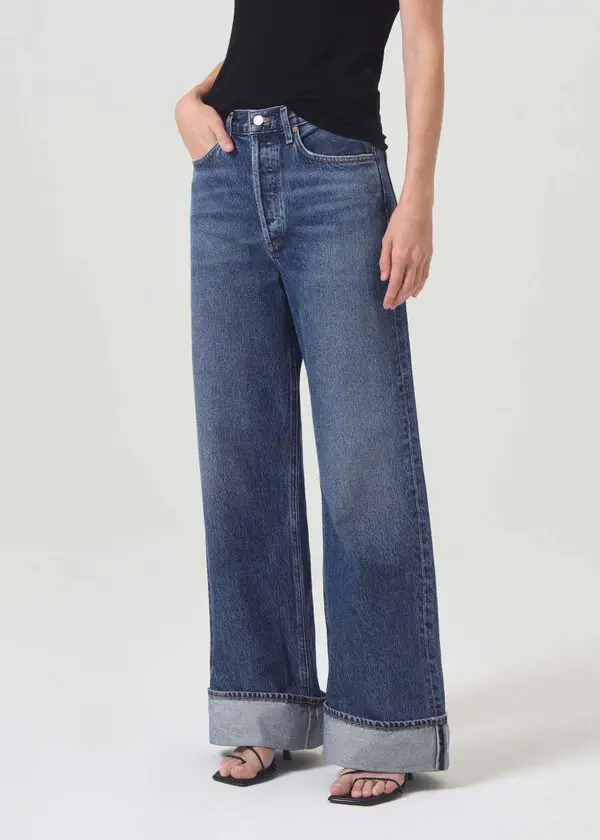 AGOLDE Dame High-waisted Wide-leg Jeans - Blue