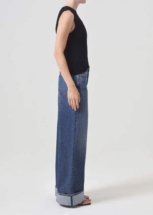 AGOLDE Dame High-waisted Wide-leg Jeans - Blue