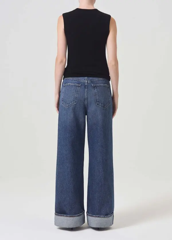 AGOLDE Dame High-waisted Wide-leg Jeans - Blue