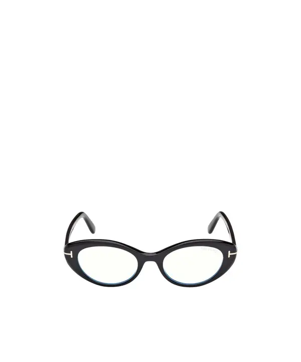TOM FORD Oval Frame Eyeglasses - Shiny Black