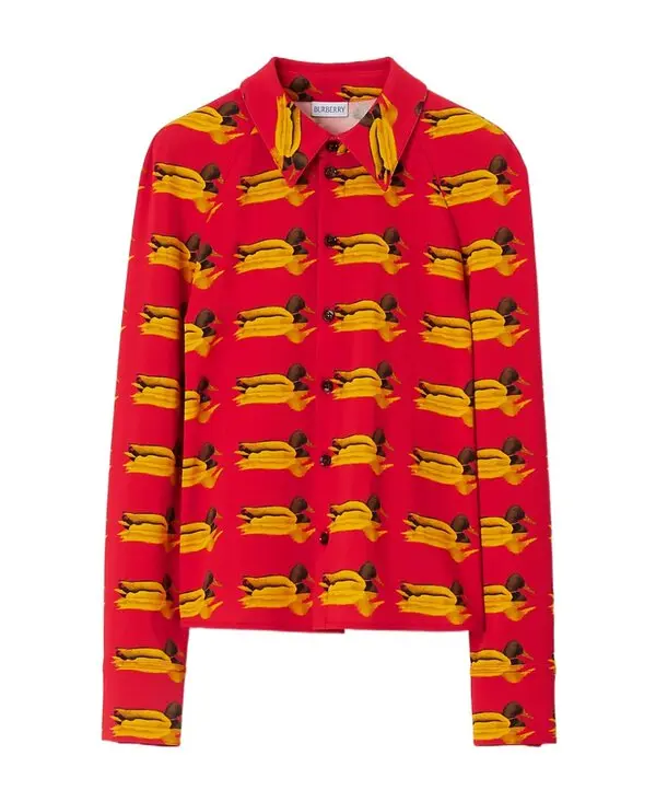 Burberry Printed Long Sleeve Shirt - Red