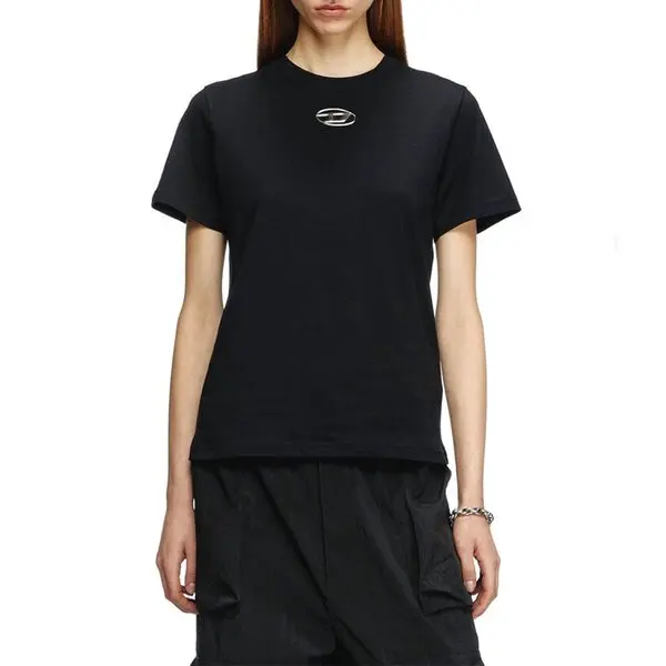 DIESEL® Oval D-logo Crewneck T-shirt - Black