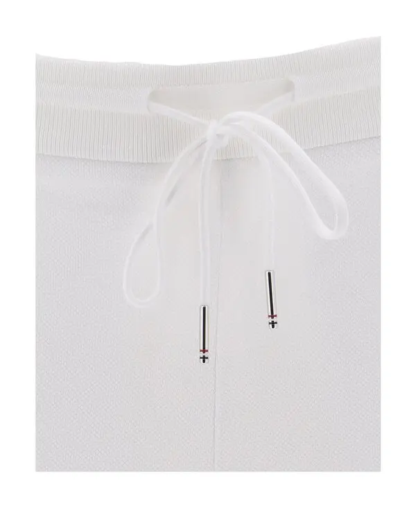 Thom Browne Piqué Shorts With Rwb Stripe Detail