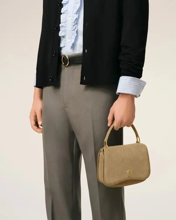 AMI Paris Logo Plaque Top Handle Bag - Honey-colored