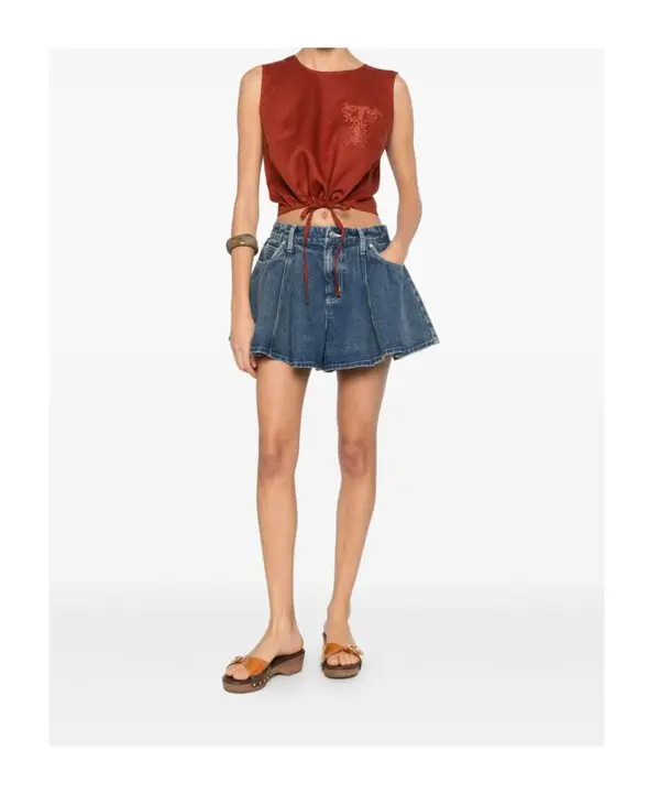 TWINSET Embroidered Sleeveless Top With Drawstring Hem