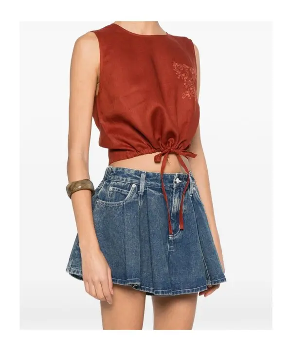 TWINSET Embroidered Sleeveless Top With Drawstring Hem