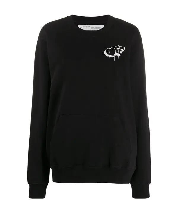 Off-White Graffiti Logo Cotton Sweatshirt - Black