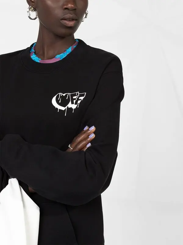Off-White Graffiti Logo Cotton Sweatshirt - Black