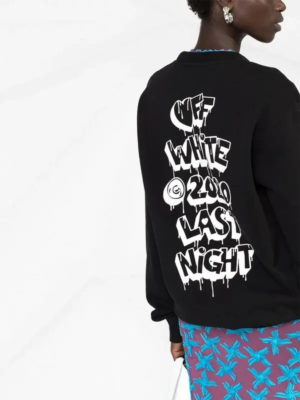 Off-White Graffiti Logo Cotton Sweatshirt - Black