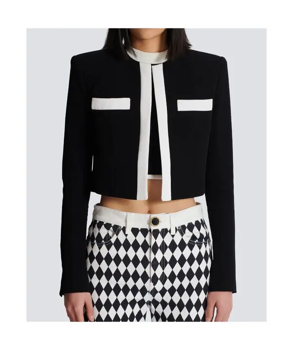Balmain Two-tone Crepe Spencer Jacket