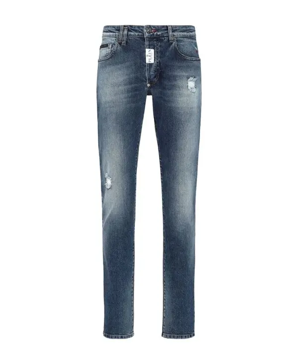 Philipp Plein Logo Patch Straight-cut Jeans - Blue