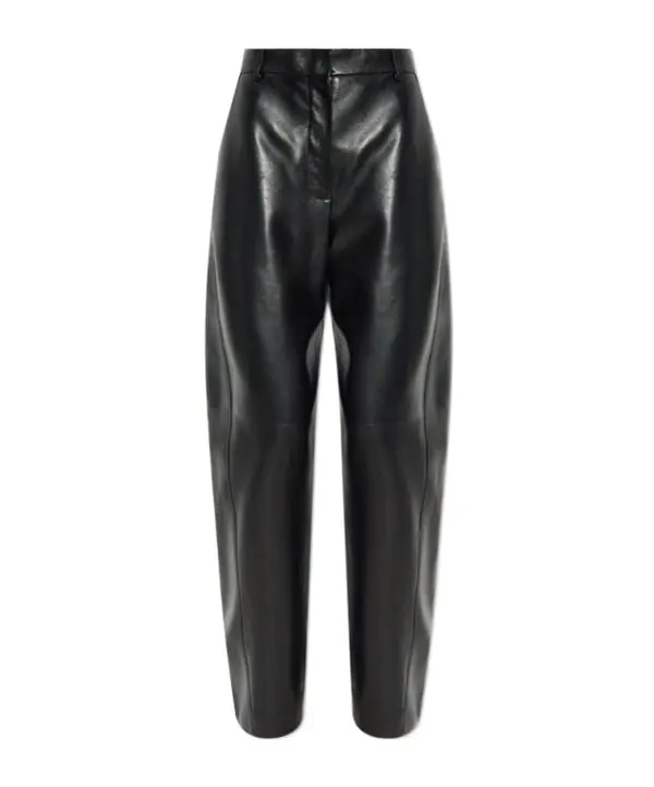 Givenchy Wide Leg Leather Trousers - Black