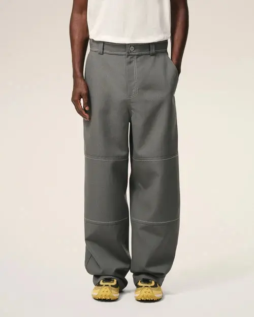 AMI Paris Wide-leg Worker Trousers - Carbon