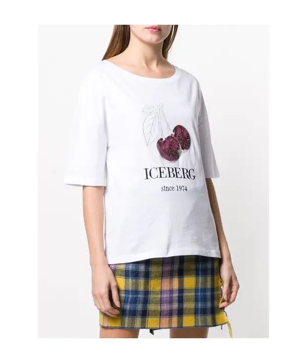Iceberg Printed T-shirt With Embellished Cherries