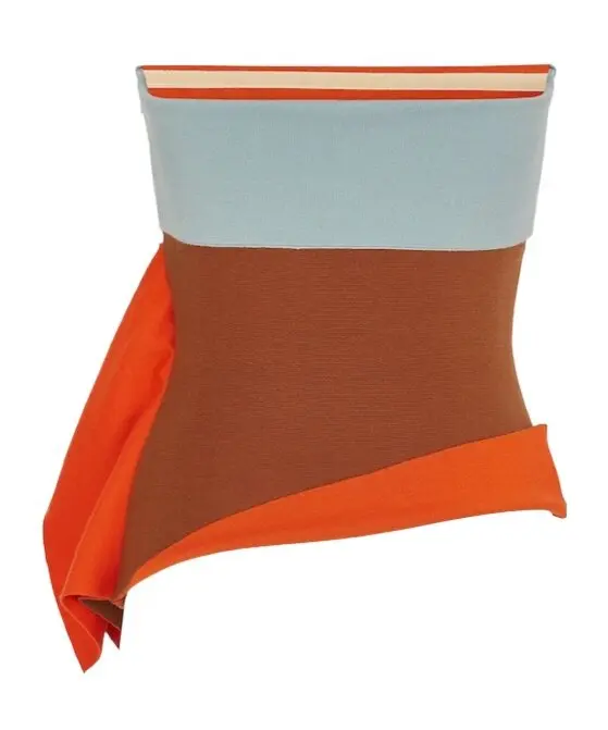 Fendi Asymmetrical Draped Color-block Bustier Top