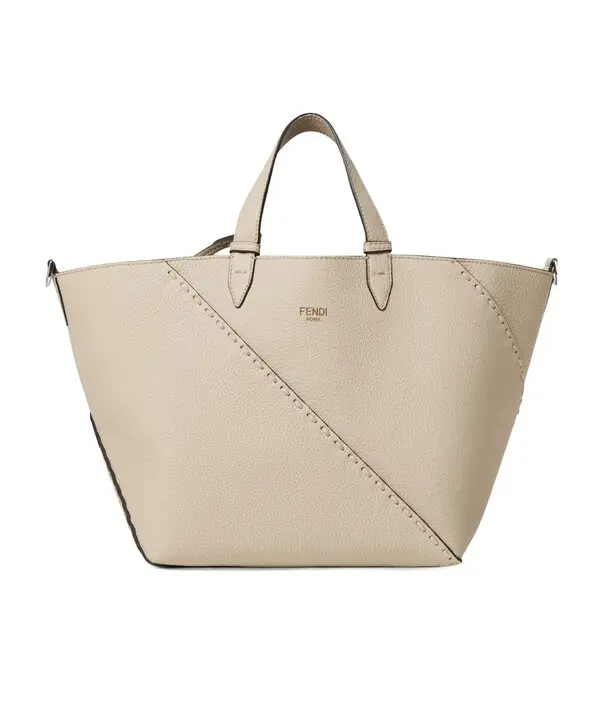 Fendi Selleria Diagonal Small Tote Bag - Nude