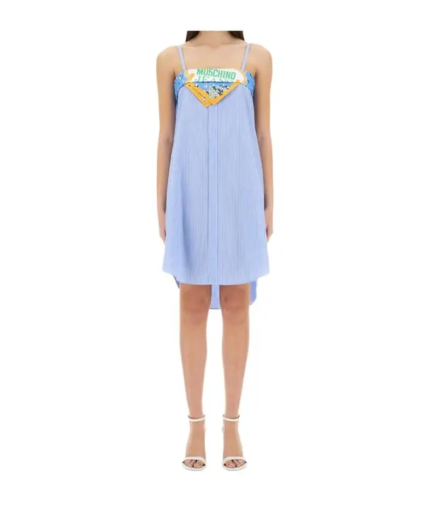 Moschino Spaghetti Strap Striped Dress