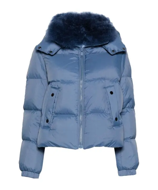 LISKA Quilted Down Jacket With Removable Hood - Blue