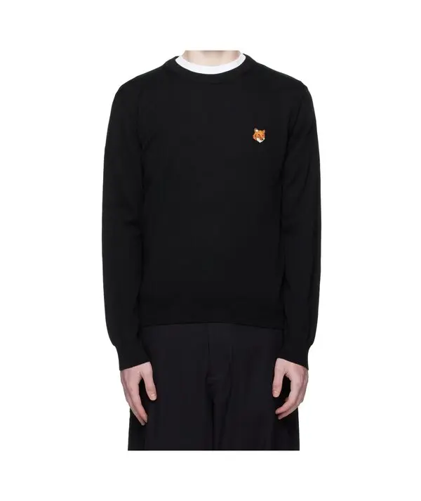 Maison Kitsuné Fox Head Crewneck Jumper - Black