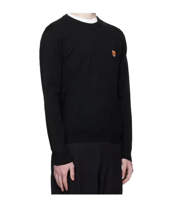 Maison Kitsuné Fox Head Crewneck Jumper - Black