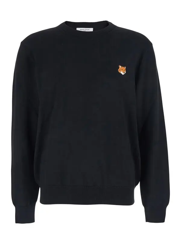 Maison Kitsuné Fox Head Crewneck Jumper - Black