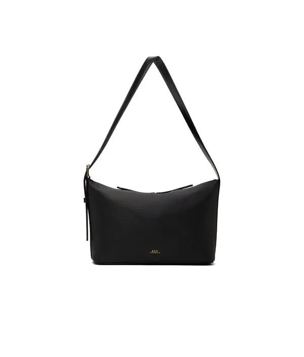 A.p.c. Vera Logo Embossed Shoulder Bag - Black