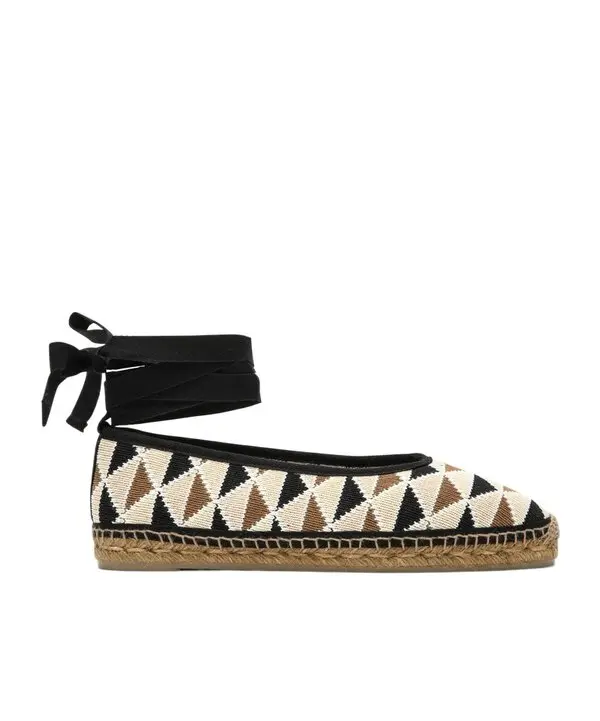 CastaÑer Crochet Espadrilles With Tie Ankle Fastening - Black