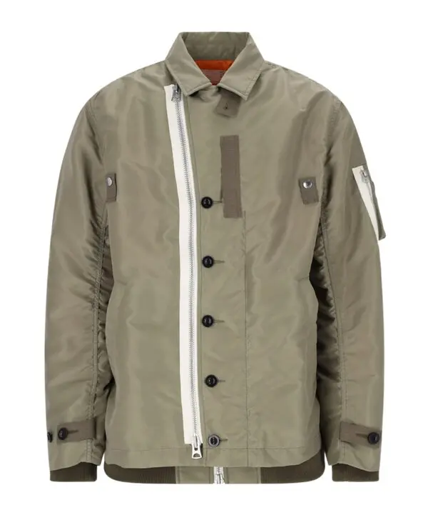 Sacai Layered Single-breasted Zipped Jacket - Nude