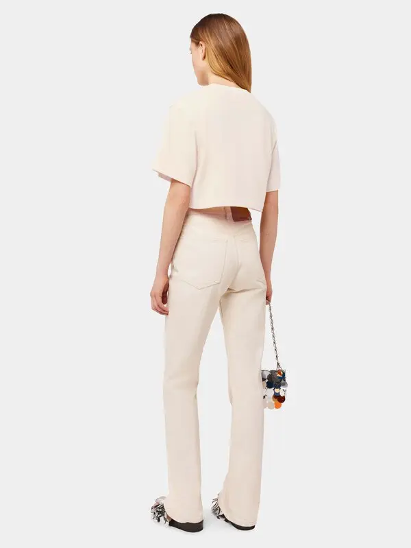 Rabanne Logo Embroidered Cropped T-shirt