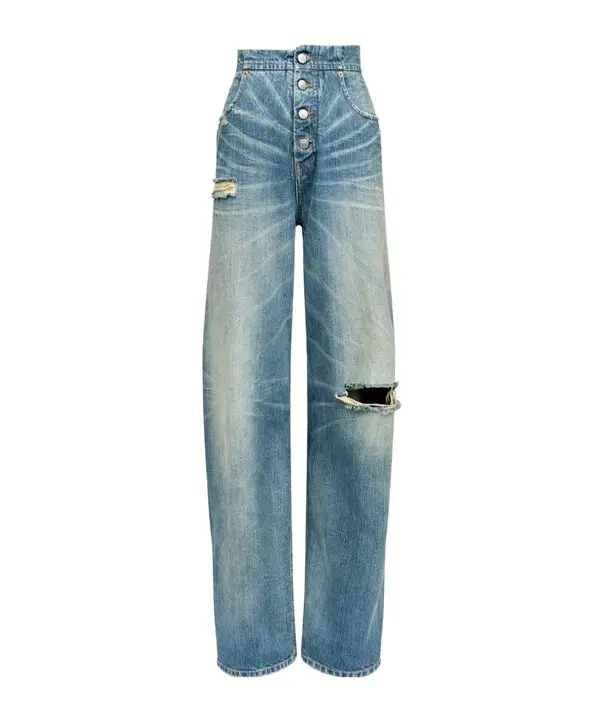 MAISON MARGIELA Distressed Washed Denim Jeans - Blue
